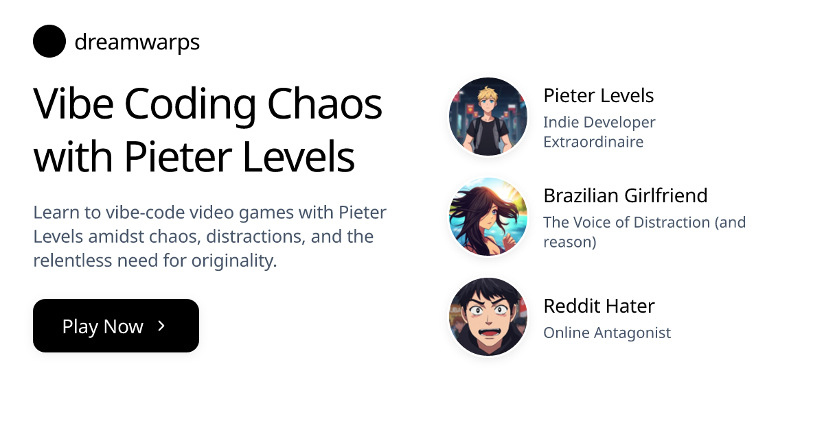 Vibe Coding Chaos with Pieter Levels | dreamwarps.com